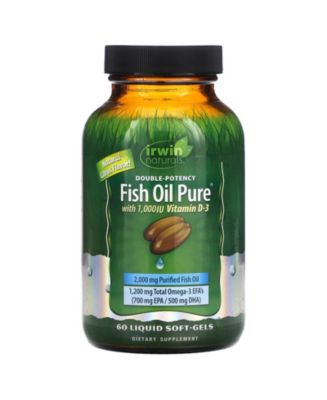 Irwin Naturals Double-Potency Fish Oil Pure, Citrus Flavor with Vitamin ...
