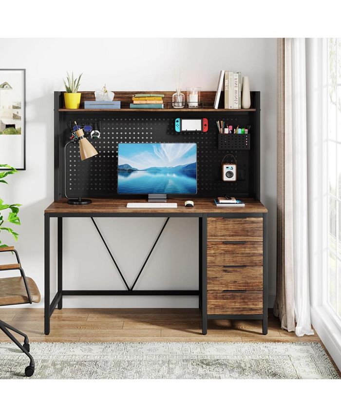 Tribesigns Computer Desk with 4 Drawers, 47 Inches Home Office Desk ...