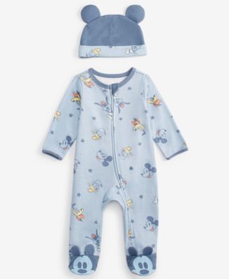 Disney Baby Boys Mickey & Friends Print Coverall & Hat - Macy's