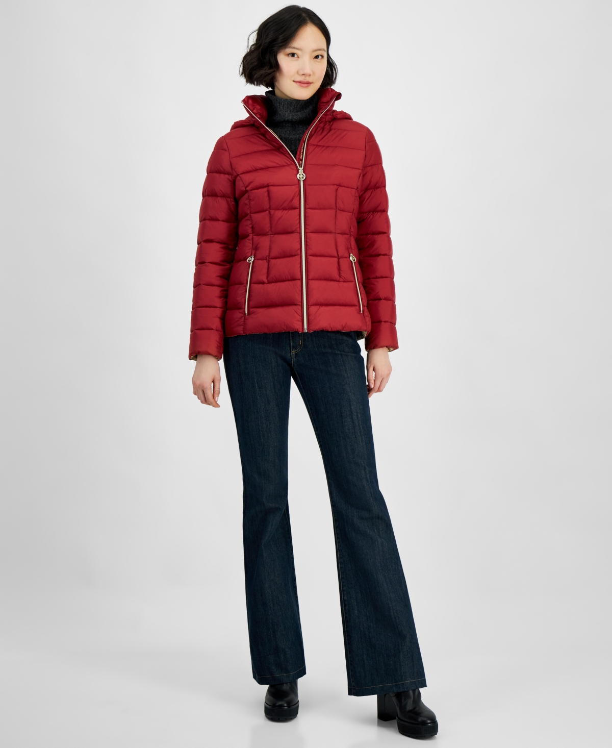 Click here for Michael Michael Kors Womens Hooded Zip Packable Pu... prices