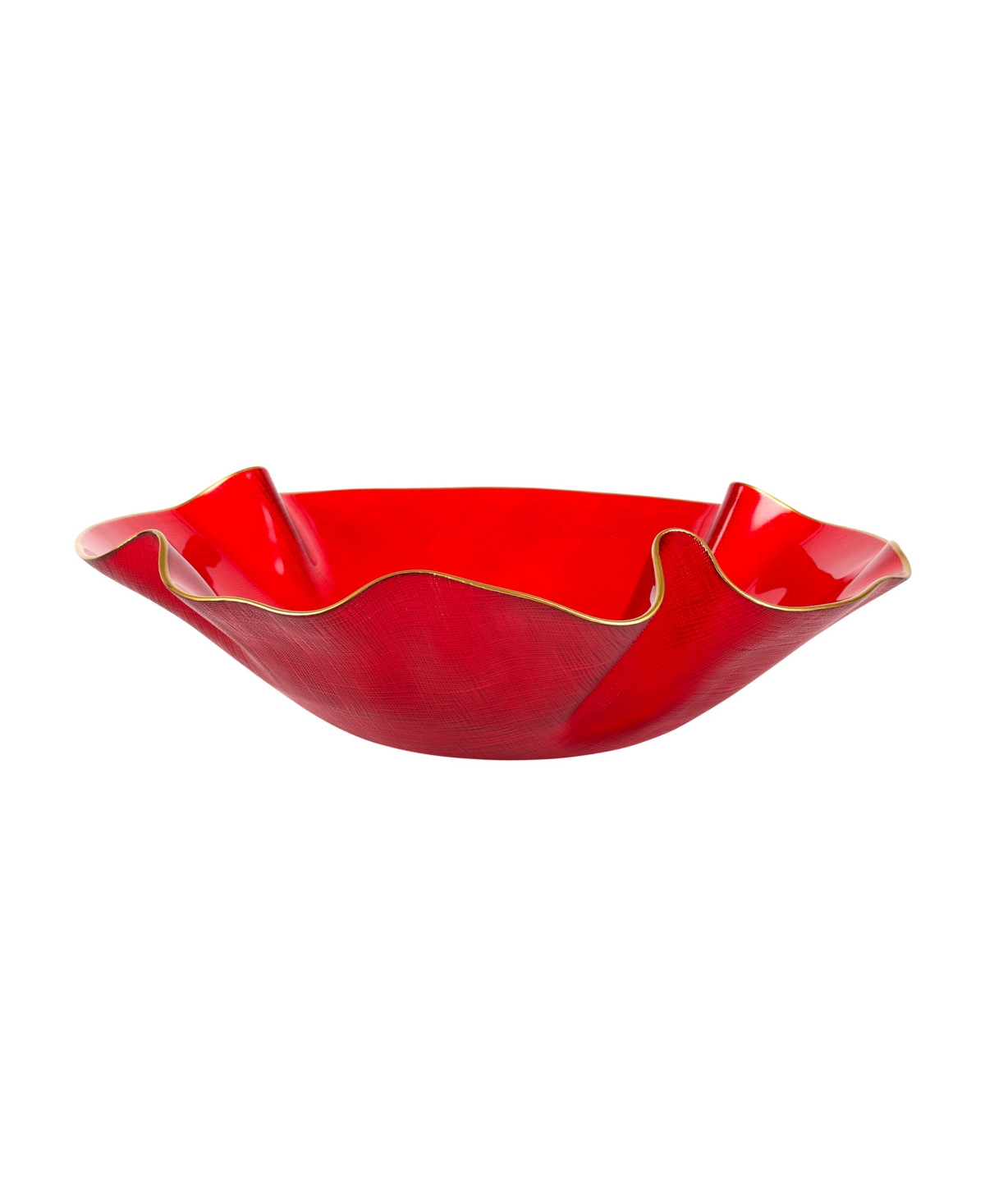 Click here for Vietri Holiday Glass Medium Ruffled Bowl - Red prices