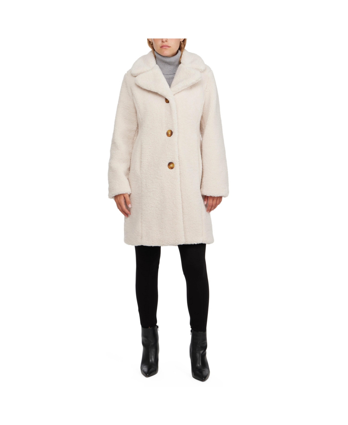 Click here for Ellen Tracy Womens Sherpa Teddy Coat With Notch Co... prices