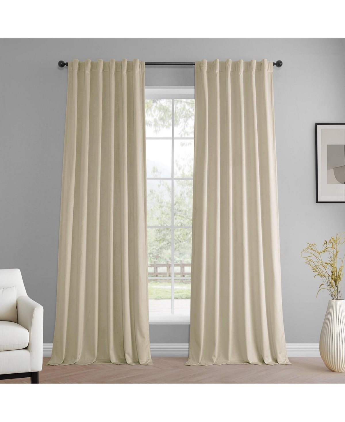 Click here for Half Price Drapes Light Ivory Simply Velvet Room D... prices