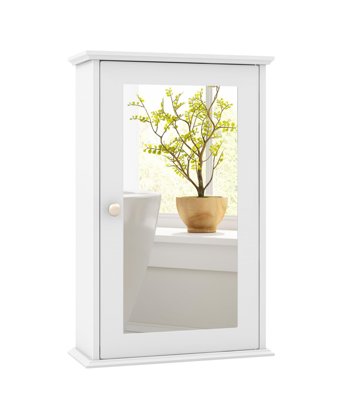 Click here for Bathroom Wall Cabinet with Single Mirror Door-Gray... prices