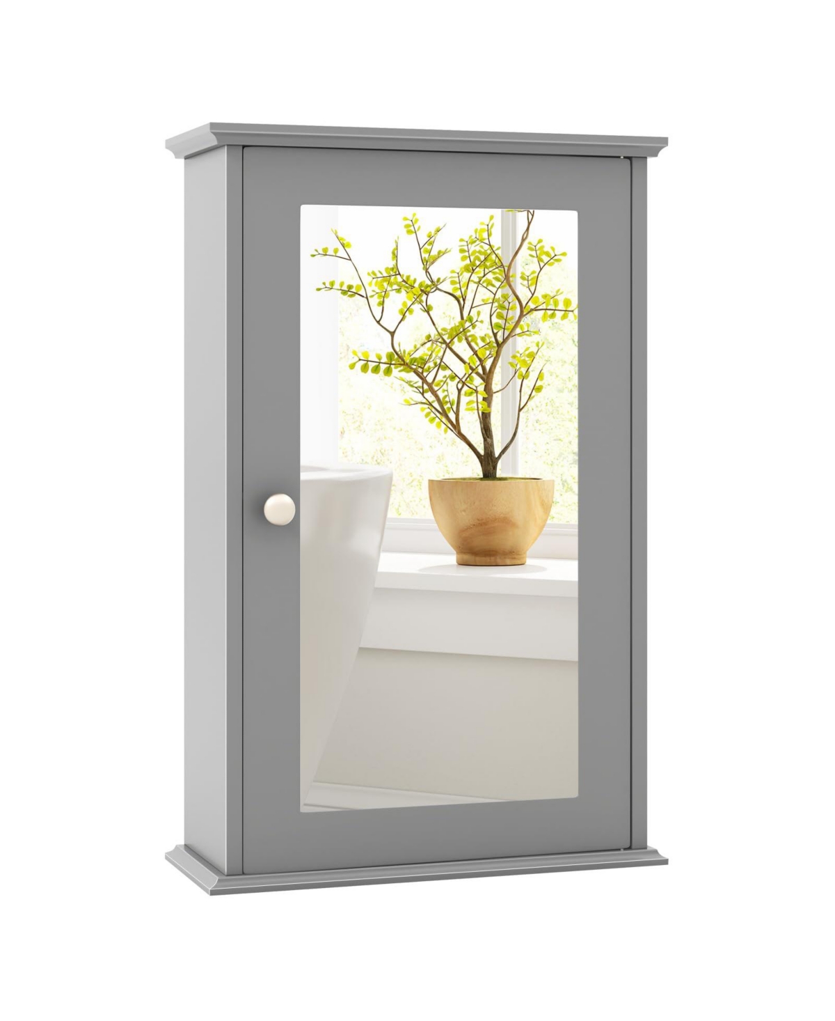 Click here for Bathroom Wall Cabinet with Single Mirror Door-Gray... prices