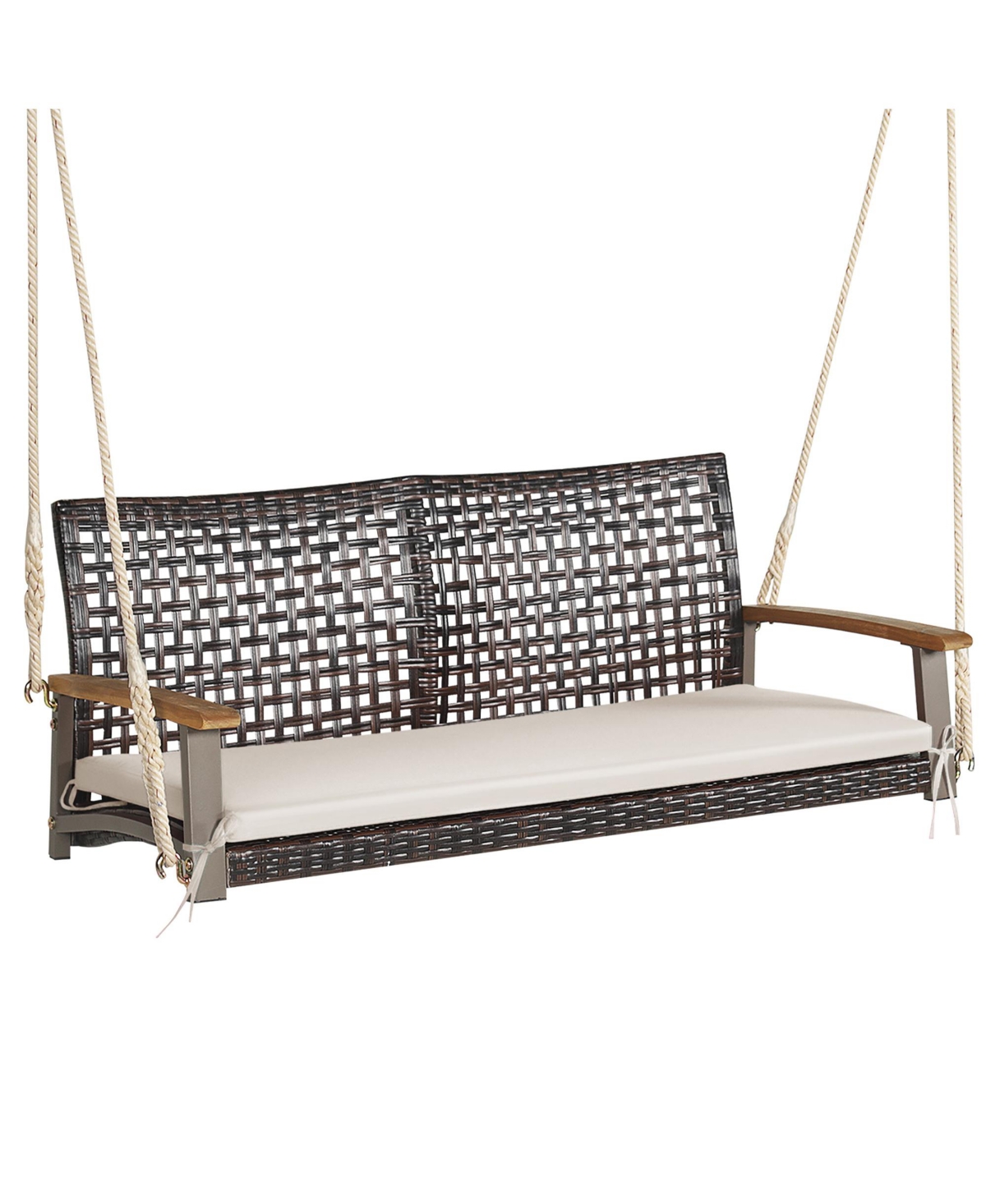 Click here for 2-Person Patio Rattan Hanging Swing Chair Porch Lo... prices