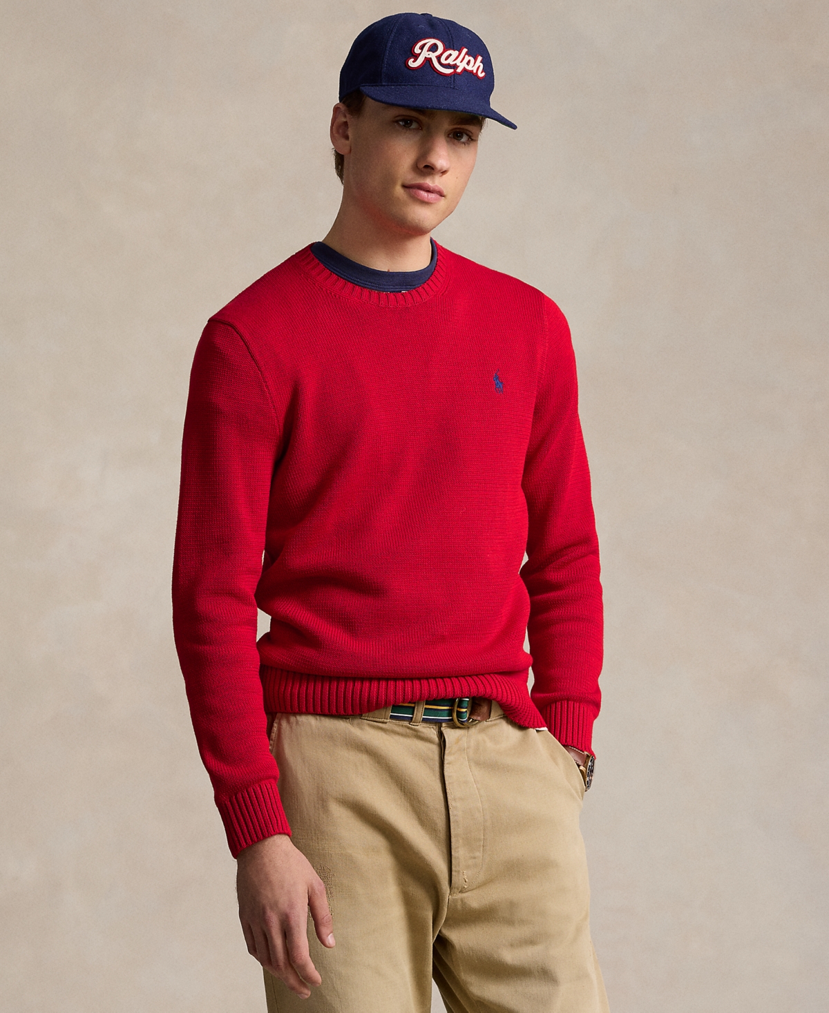 Polo Ralph Lauren Mens Cotton Crewneck Sweater - Red