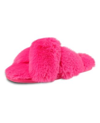 Jessica Simpson Women's Extra Soft High Plush Cross Band Slide Slippers ...