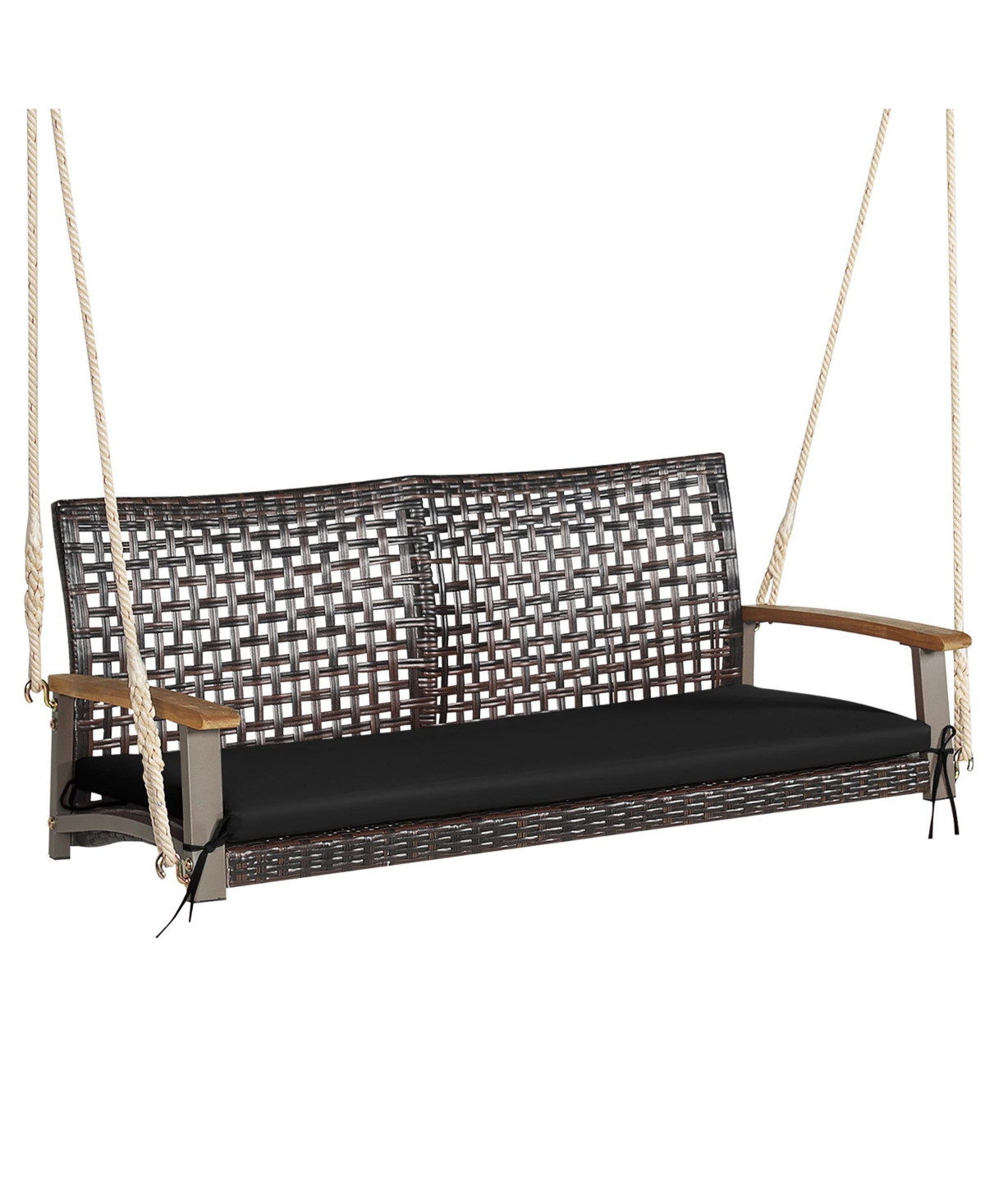 Click here for 2-Person Patio Rattan Hanging Swing Chair Porch Lo... prices