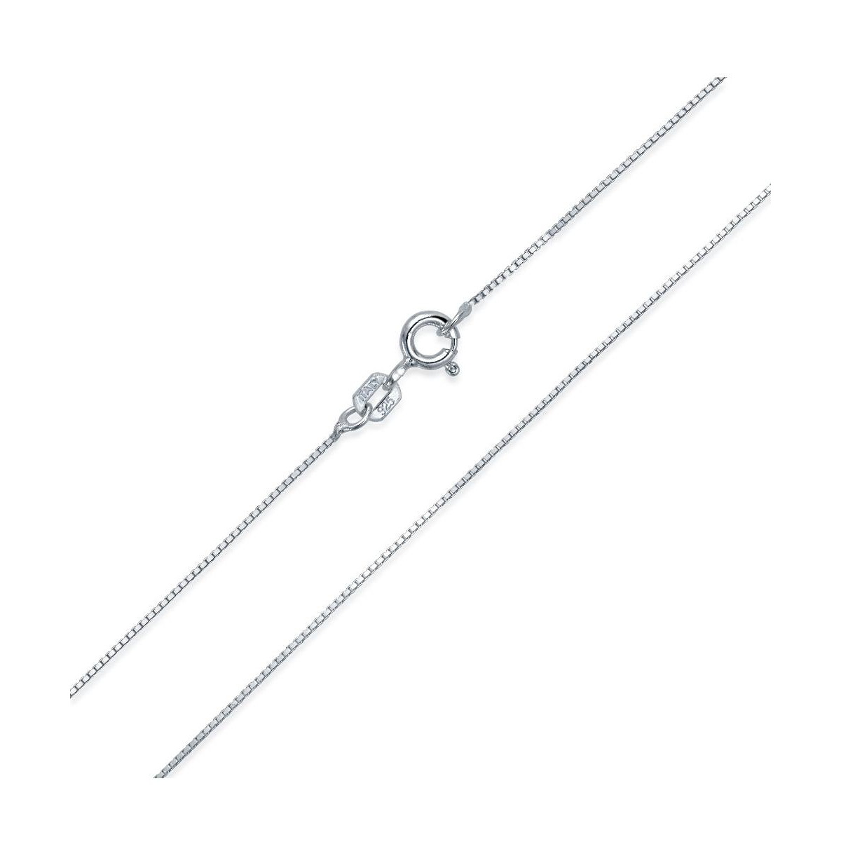 Bling Jewelry Box Chain Link 1MM Thin 10 Gauge Necklace Gold Plated .925 Sterling Silver - Silver