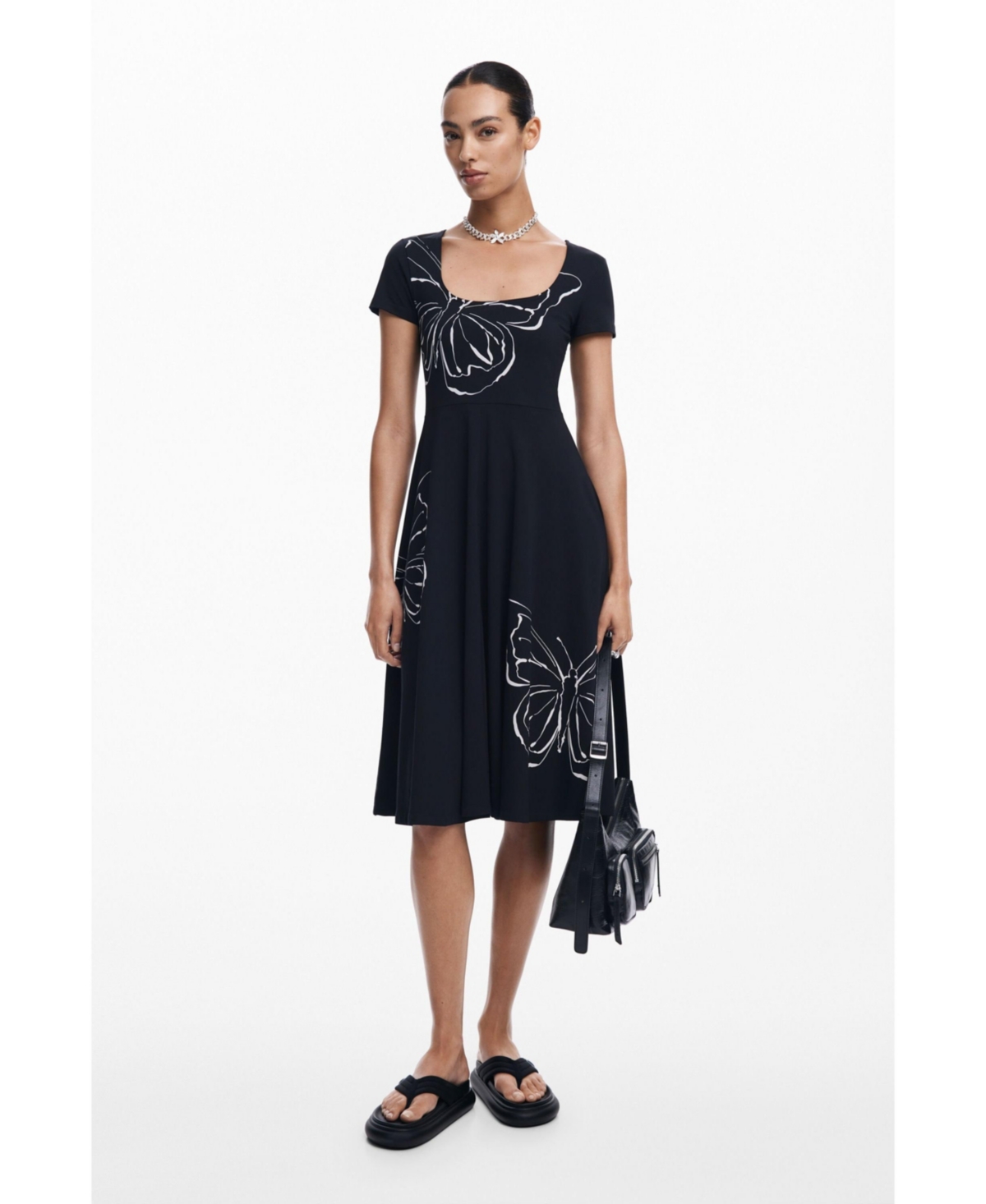 Click here for Desigual Womens Butterfly midi dress - Black prices