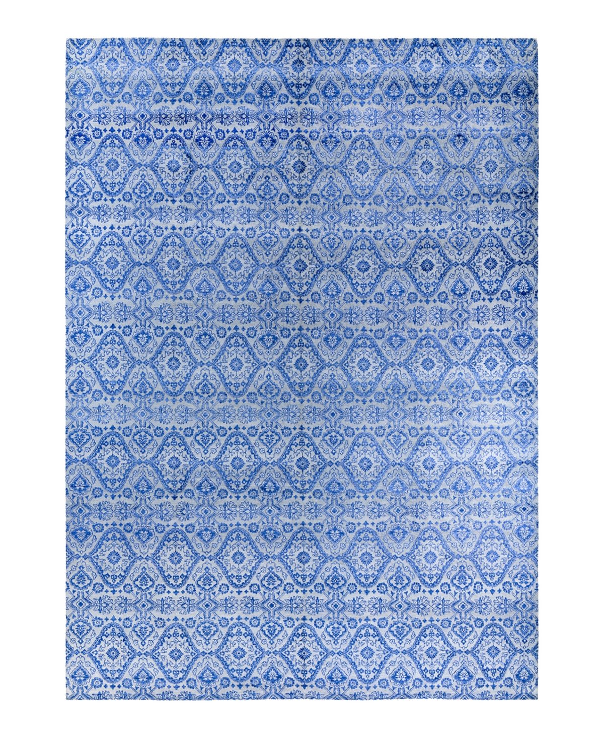 Adorn Hand Woven Rugs Indian Ooak M7182 9x124 Area Rug - Royal Blue/Gray