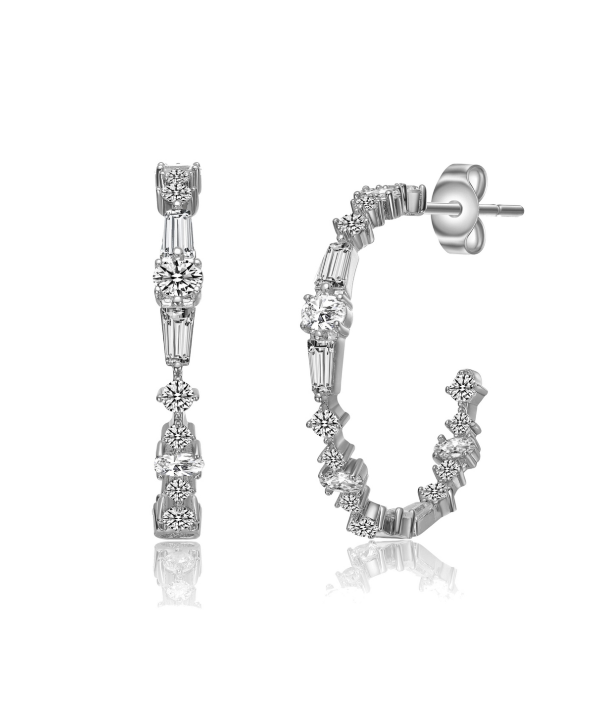 Click here for Sterling Silver Cubic Zirconia C-Hoop Earrings in... prices