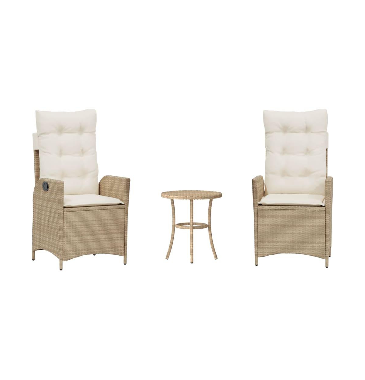 Click here for vidaXL 3 Piece Bistro Set with Cushions Beige Poly... prices