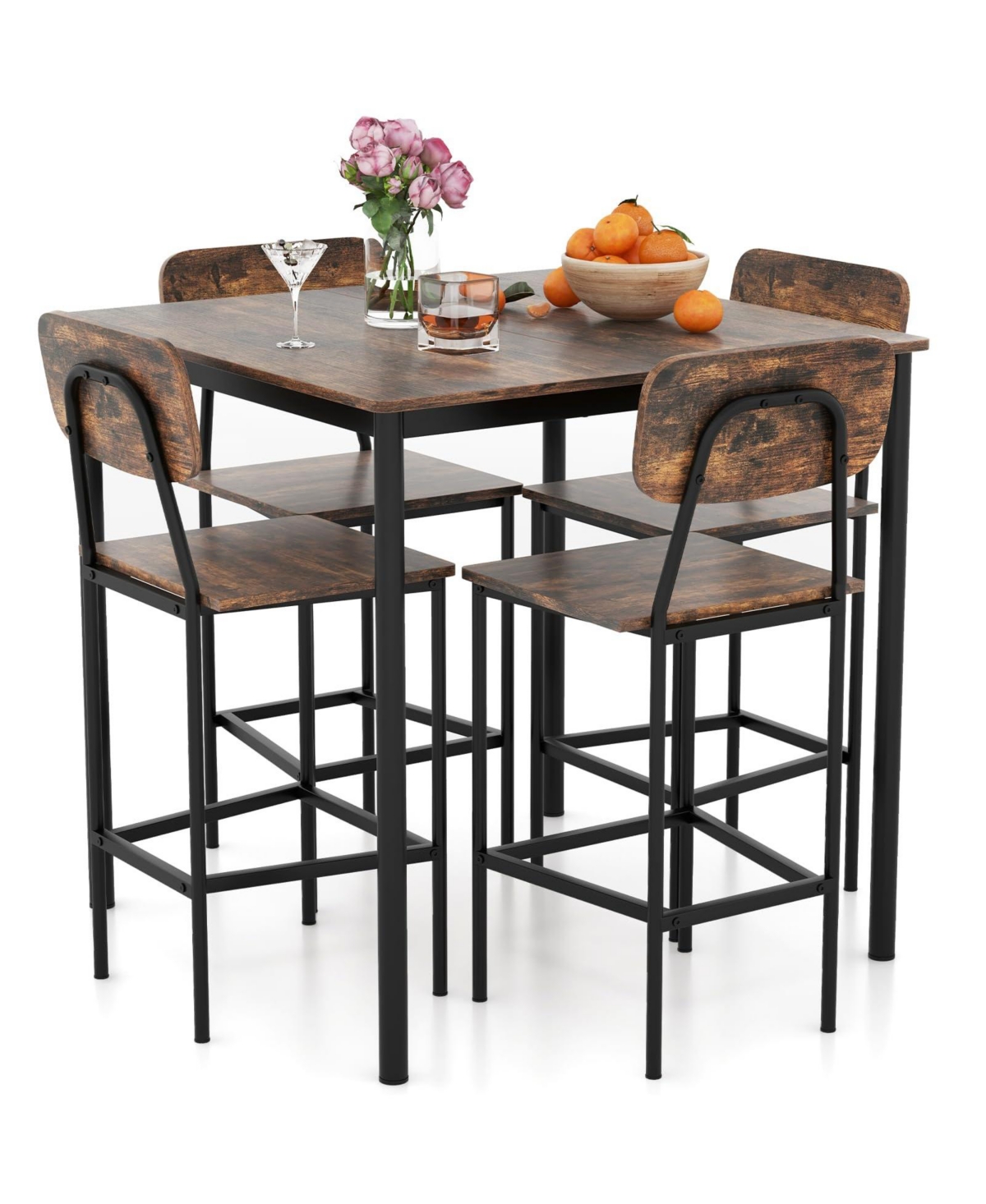 Click here for 5-Piece Industrial Dining Table Set with Counter H... prices