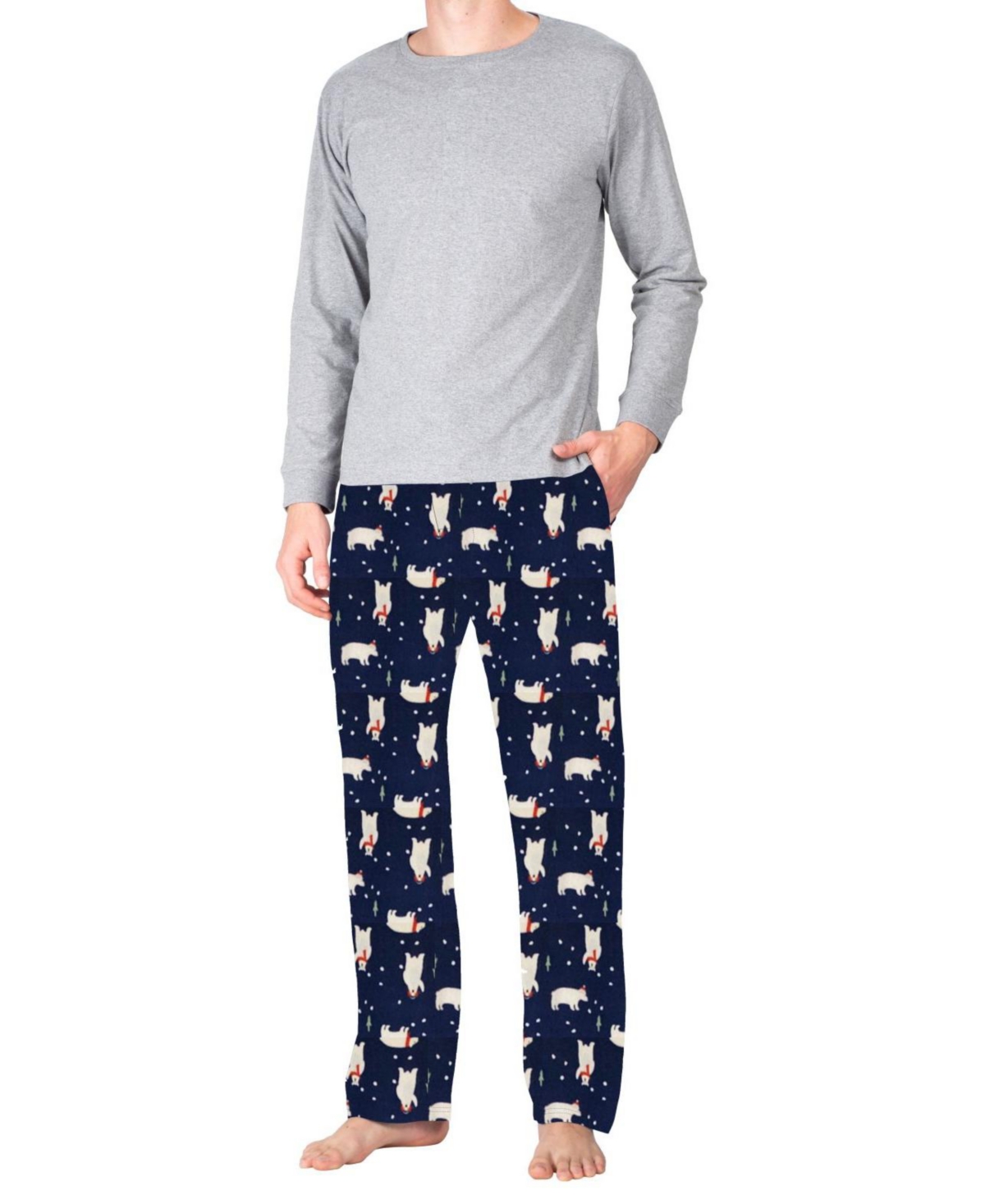 Click here for Sleephero Mens Crew Neck Fleece Pajama Set - Heath... prices