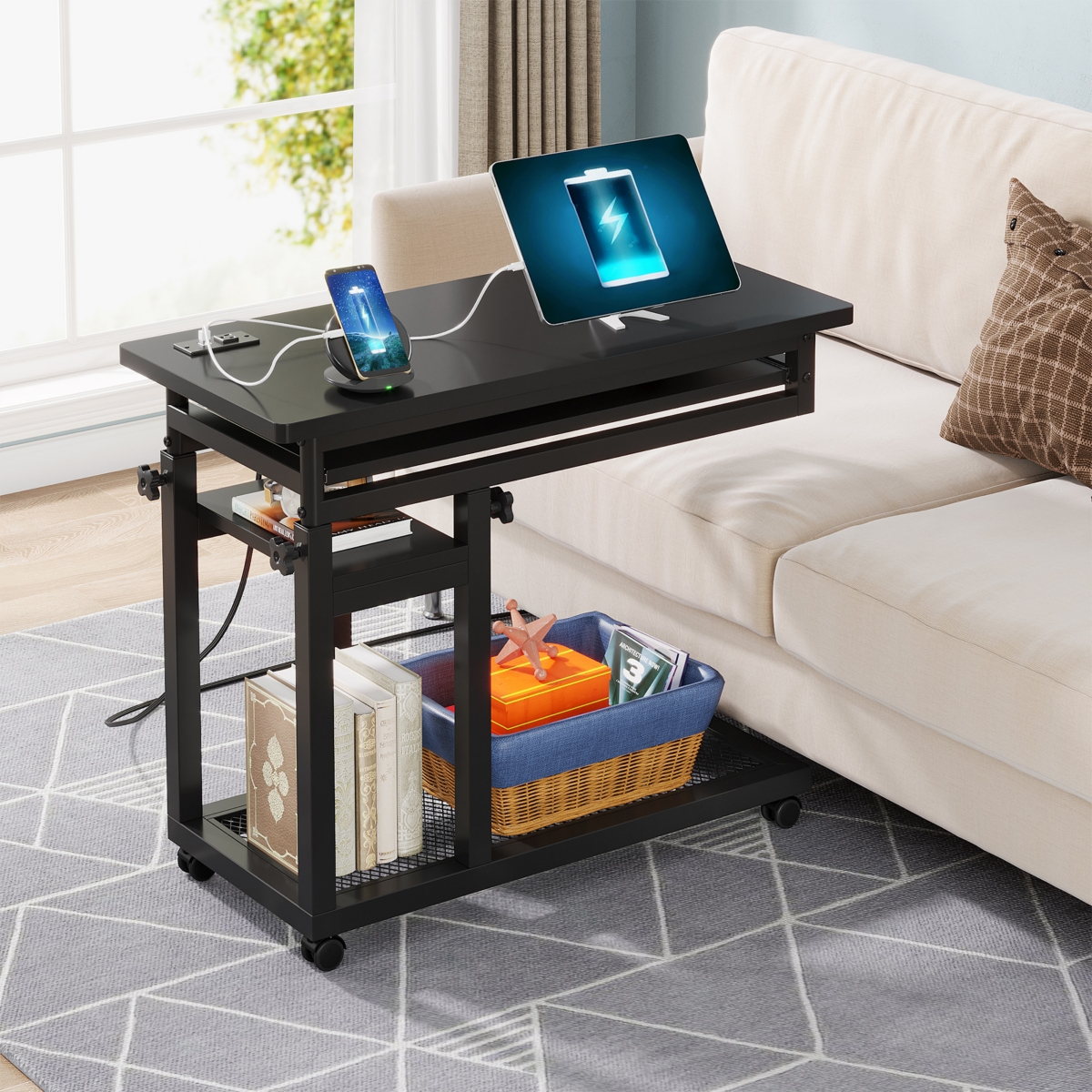 Click here for Tribesigns Small Portable Desk with Power Outlet... prices