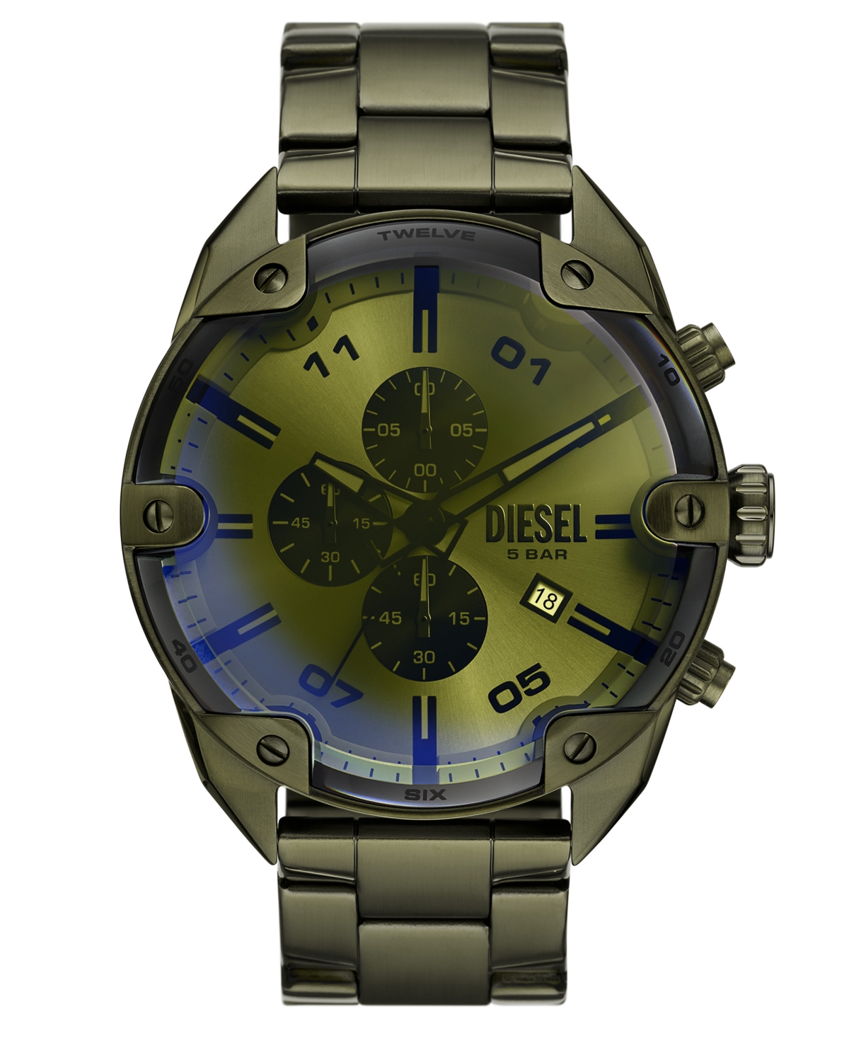 Click here for Diesel Mens Spiked Quartz Chronograph Green Stainl... prices