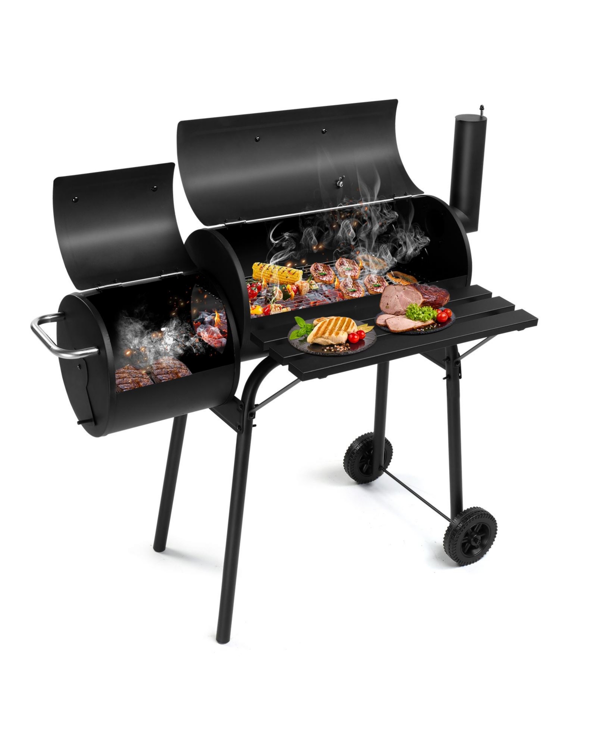 Click here for Slickblue Barrel Charcoal Grill with Offset Smoker... prices