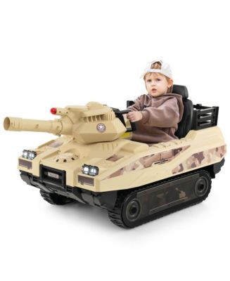 Electric Kids Ride On Tank with Rubber Tracks Rotatable Turret ...