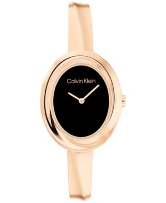 Calvin Klein Women Twisted Bezel Rose Gold-Tone Stainless Steel ...