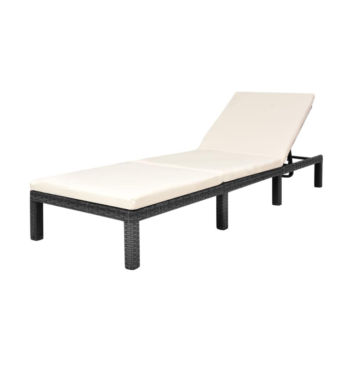 Click here for vidaXL Sun Lounger with Cushion Poly Rattan Black... prices