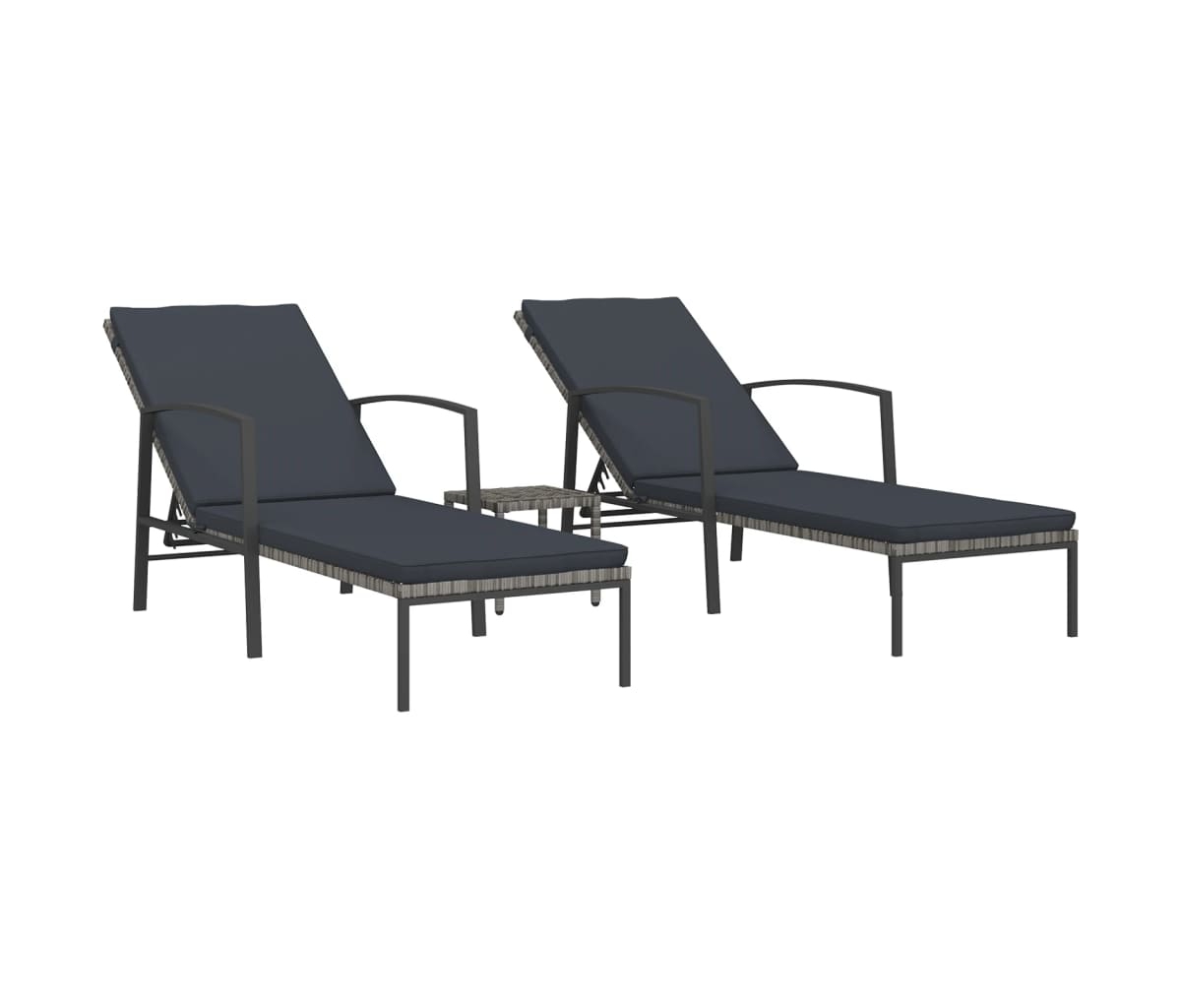 Click here for vidaXL Sun Loungers 2 pcs with Table Poly Rattan G... prices
