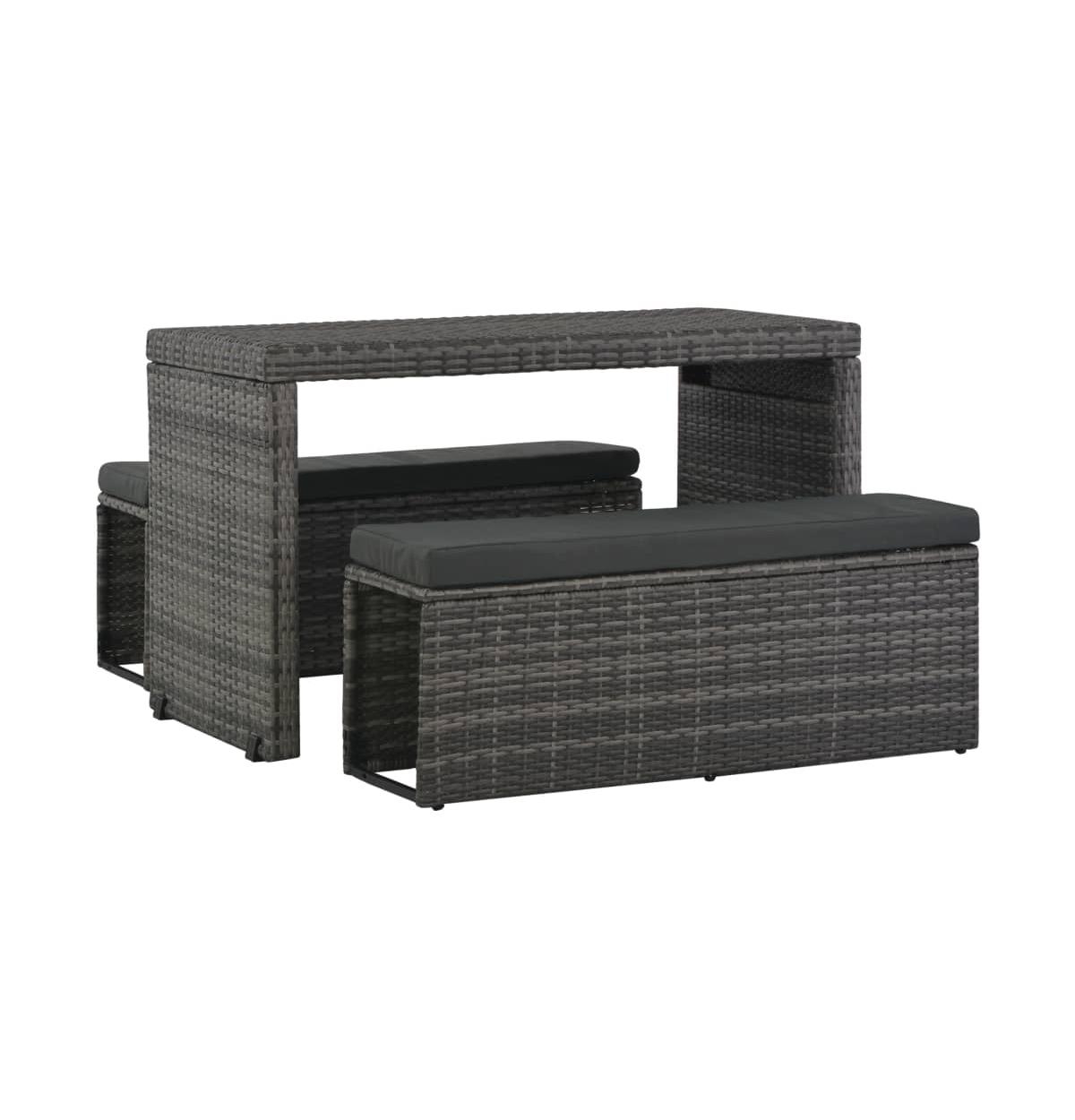 Click here for vidaXL 3 Piece Patio Dining Set with Cushions Poly... prices
