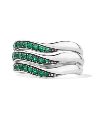Judith Ripka Nova Three Band Ring with Emerald - Macy's