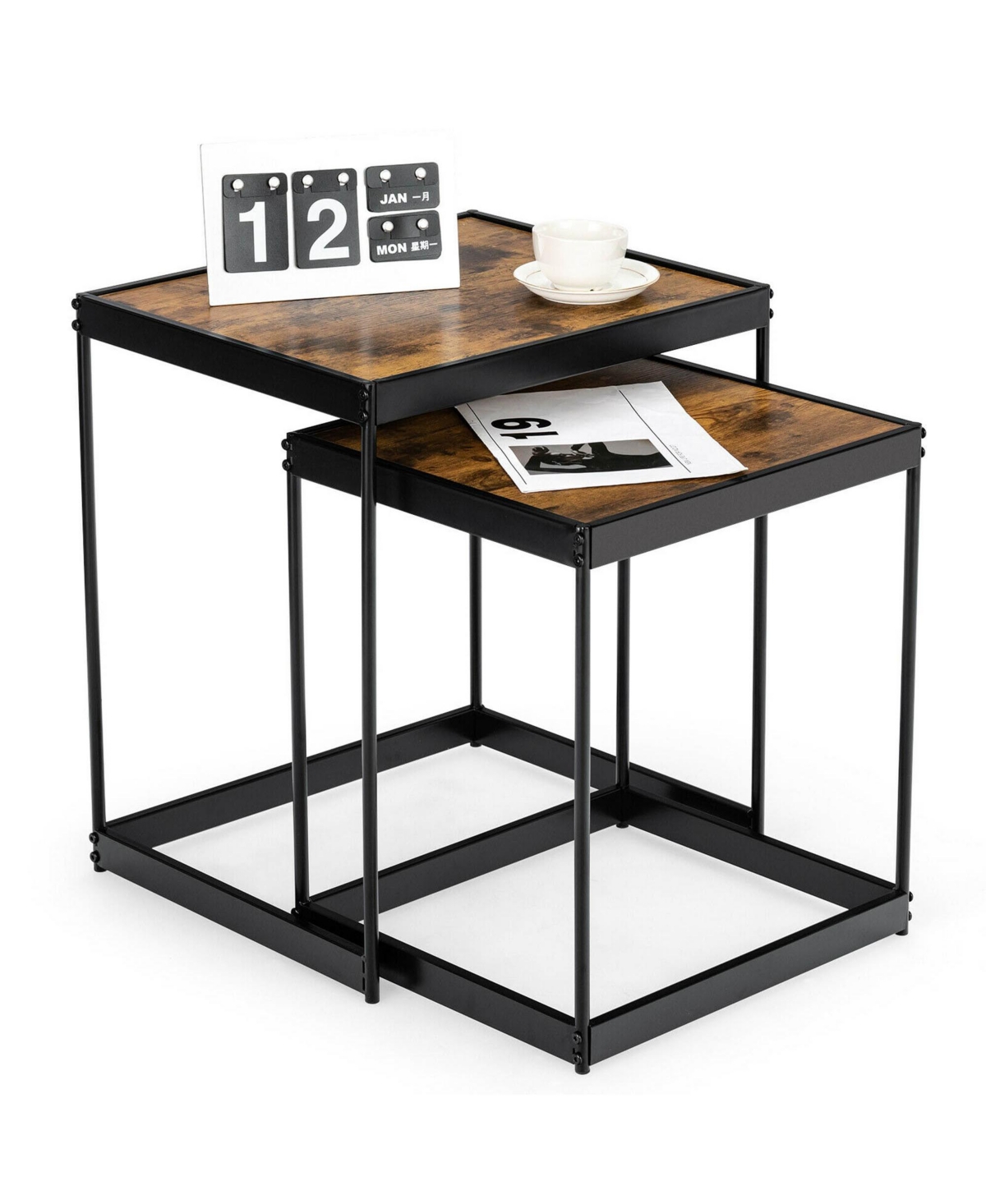 Click here for Gymax Coffee Tables Nesting Side Set of 2 for Livi... prices