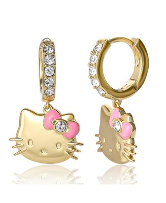 Hello Kitty Sanrio Pave Charm Hoop Earrings Macy s