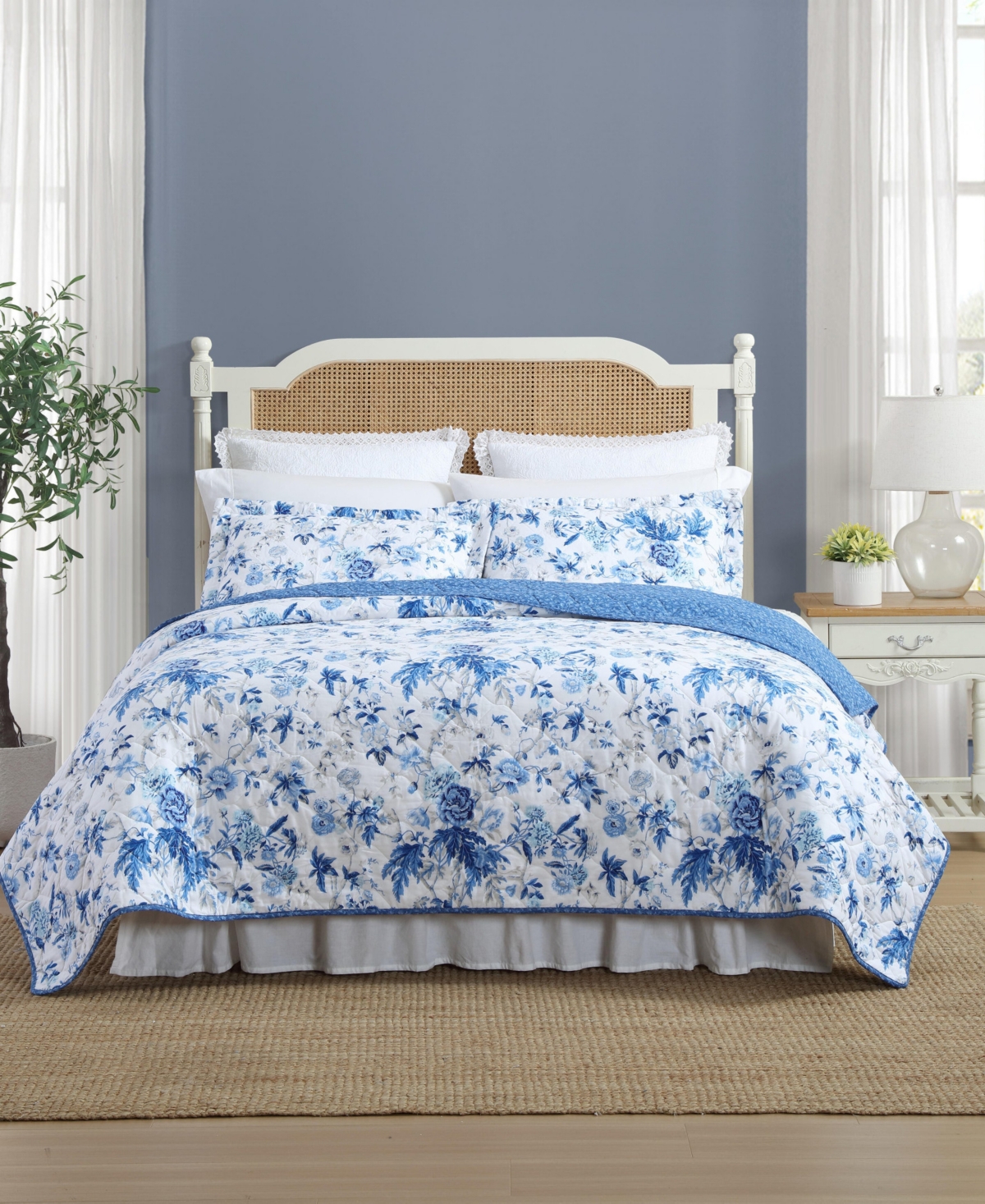 Click here for Laura Ashley Breezy Floral Reversible 3-Pc. Quilt... prices