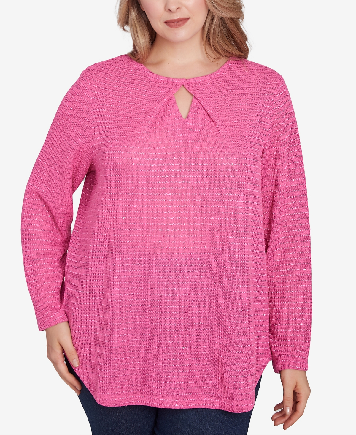 Click here for Ruby Rd. Plus Size Diamond Detail Sequin Knit Top... prices