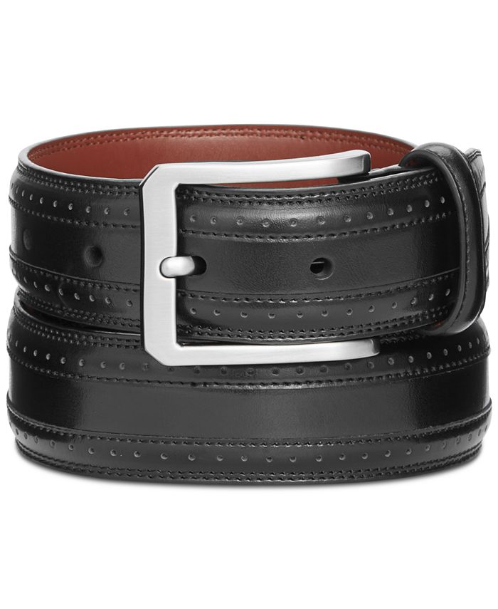 Perry Ellis Men's Wing-Tip Leather Belt - Macy's