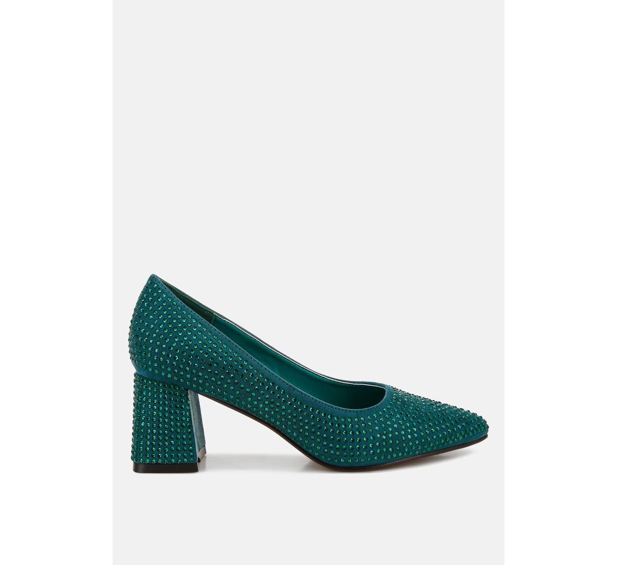 Click here for Caspia Rhinestones Embellished Pumps - Green prices