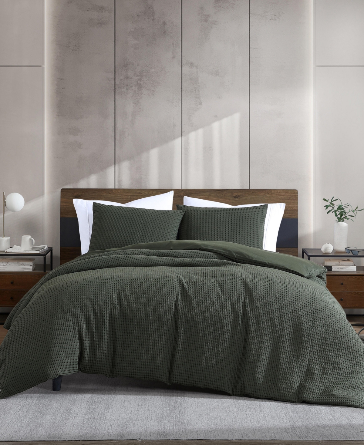 Kenneth Cole New York Solid Waffle 3-Pc. Comforter Set  Full/Queen - Forest Green