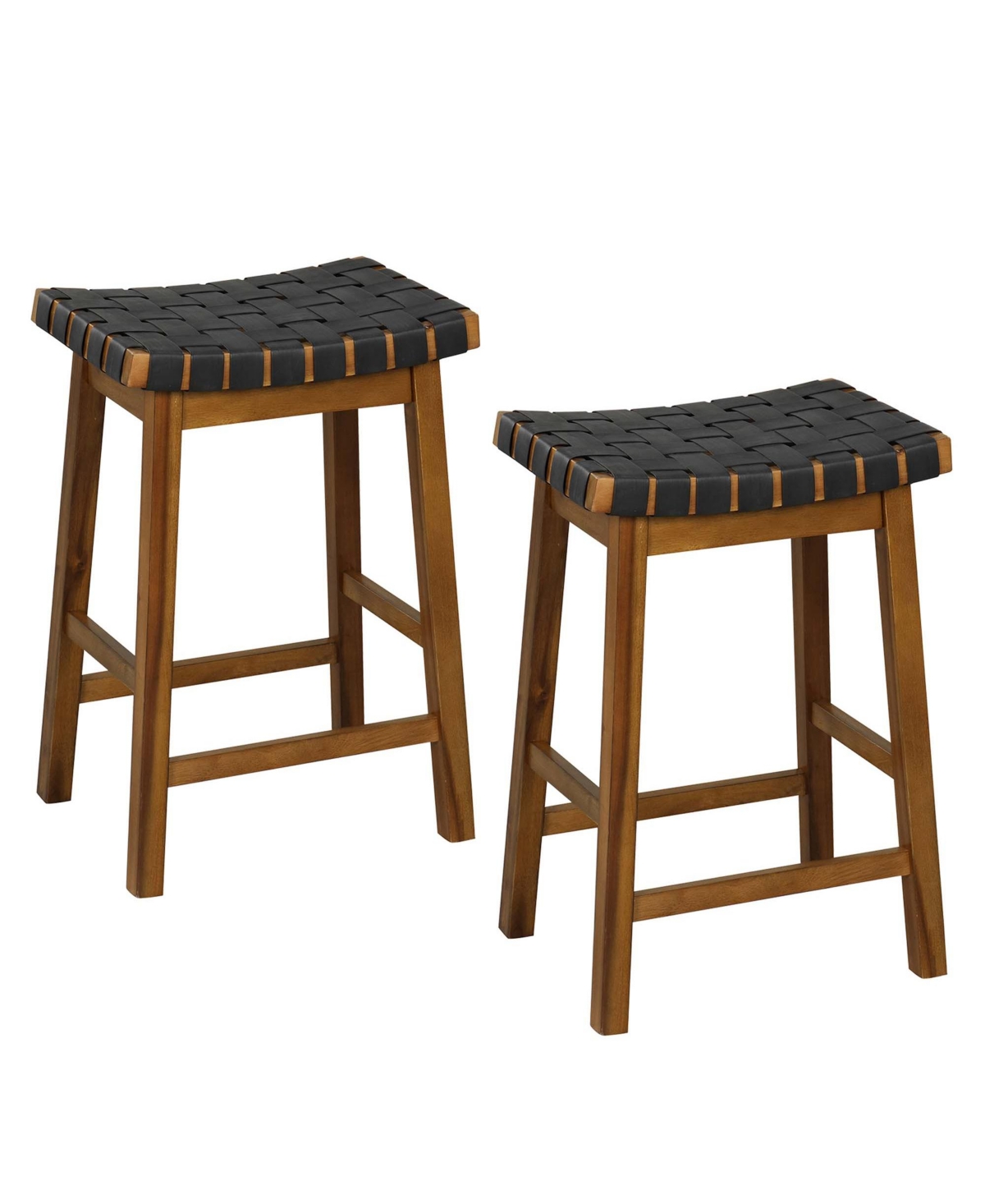 Click here for Woven Saddle Stools Set of 2 25.5 Faux Pu Leather... prices