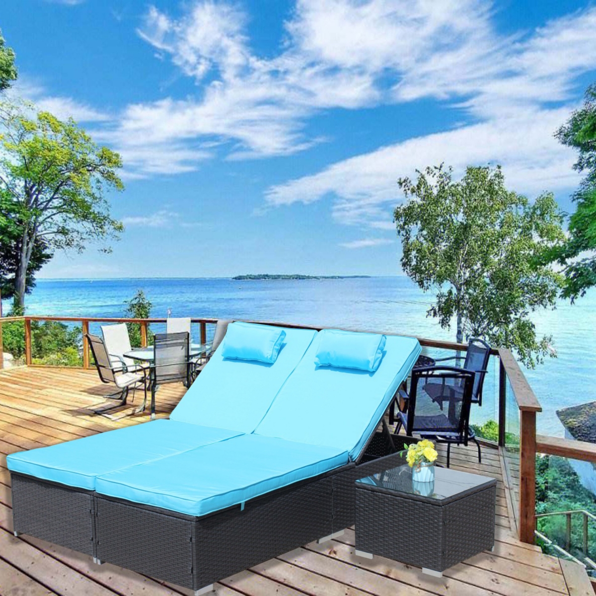 Click here for 3-Piece Outdoor Patio Furniture Set Chaise Lounge... prices
