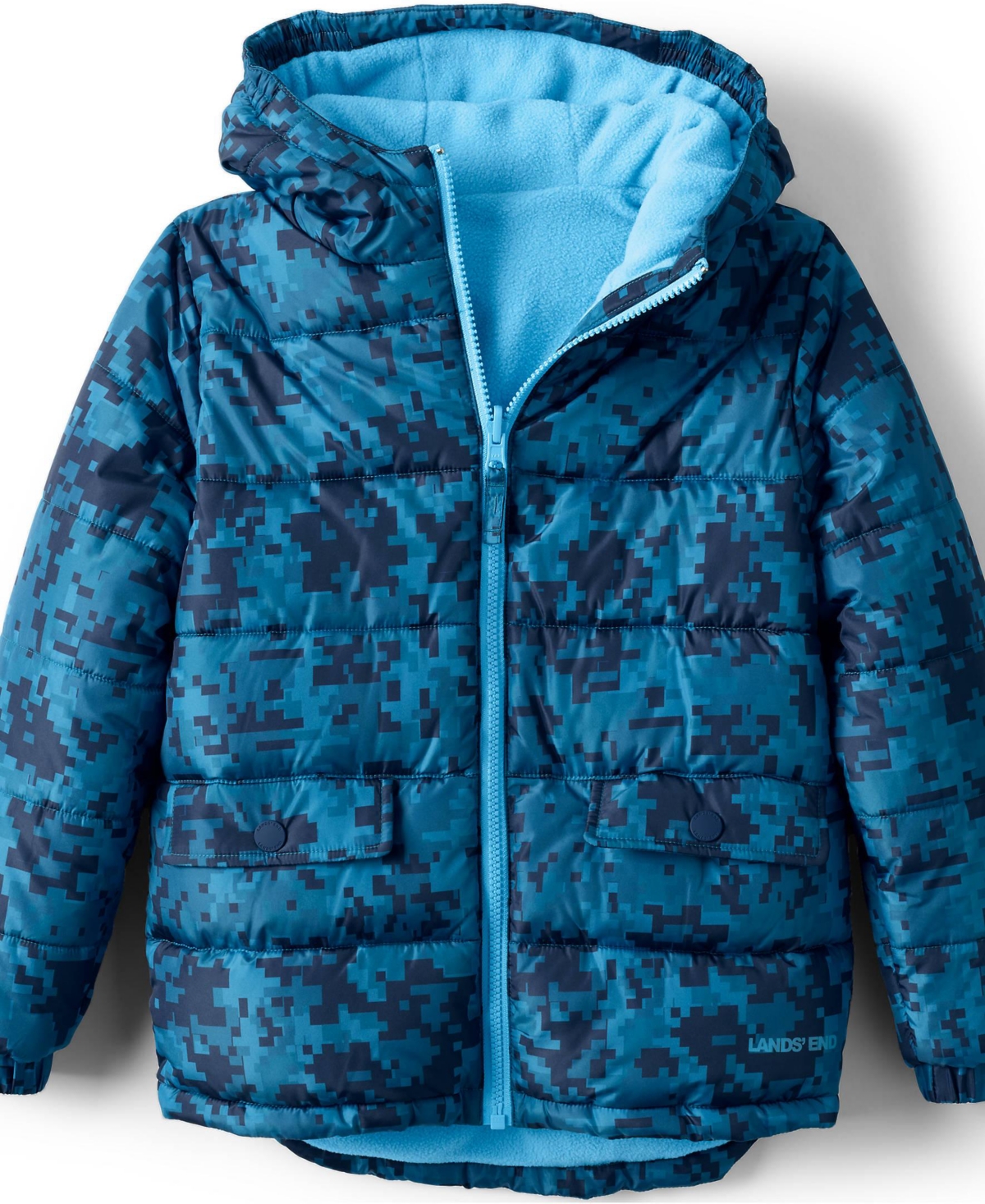 Click here for Lands End Boys Reversible Fleece Puffer Hooded Jac... prices