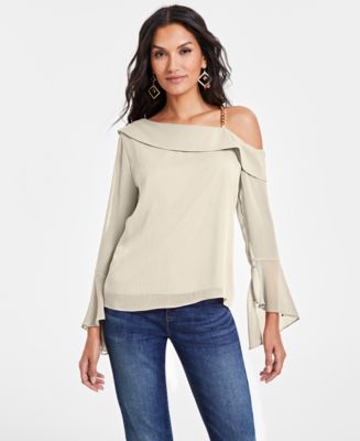 I.N.C. International Concepts Women's Asymmetric Chain-Strap Top ...