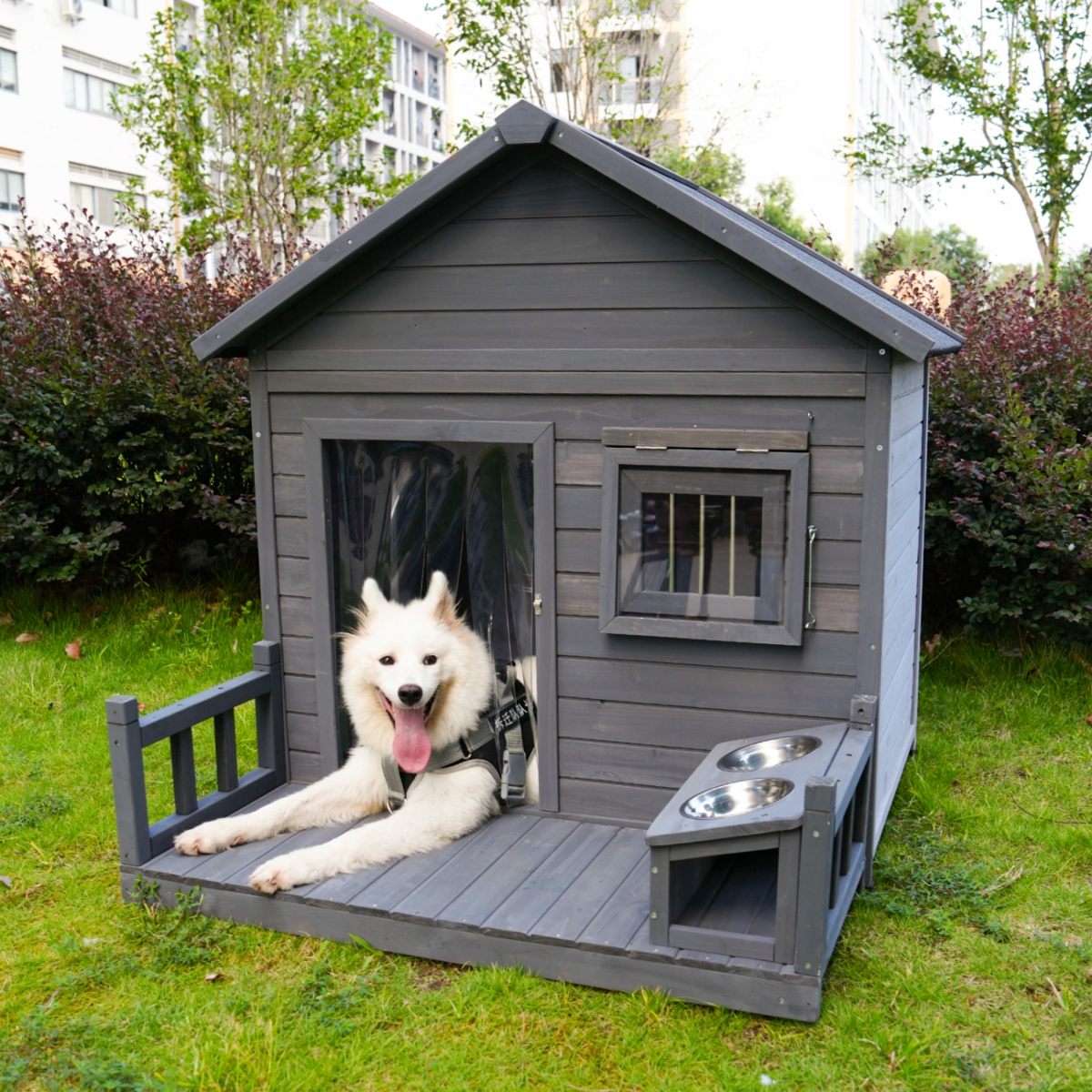 Click here for Streamdale Spacious Solid Wood Dog House with Terr... prices