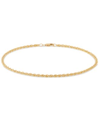Polished Classic Rope Link Chain Ankle Bracelet in 14k Gold - Macy's