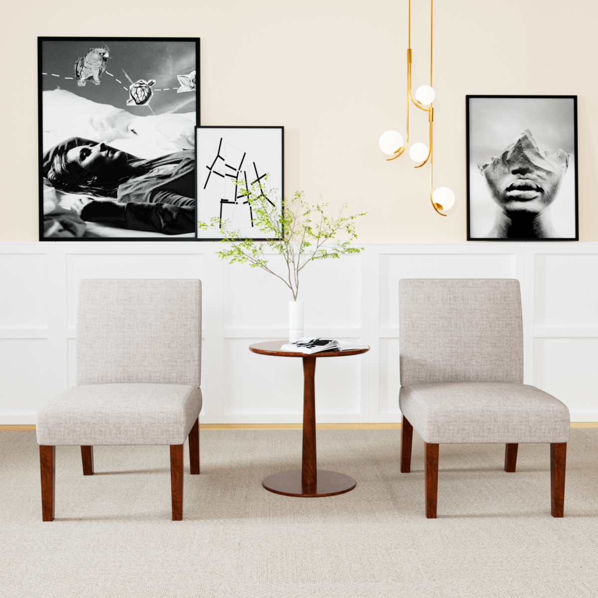 Click here for Simplie Fun Fabric Accent Chair Set of 2 with Roun... prices