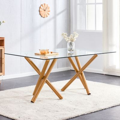 Rectangular glass dining table for 8 store