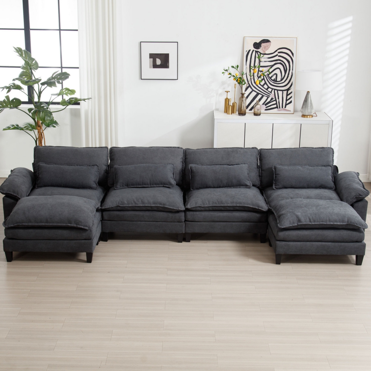 Click here for 154.8" Oversized Modular Sofa  Ice Velvet Lar... prices
