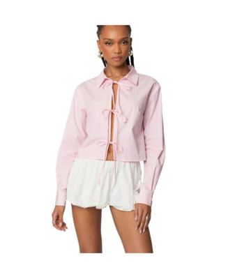 Edikted Womens Melrose Tie Front Collared Top - Macy's