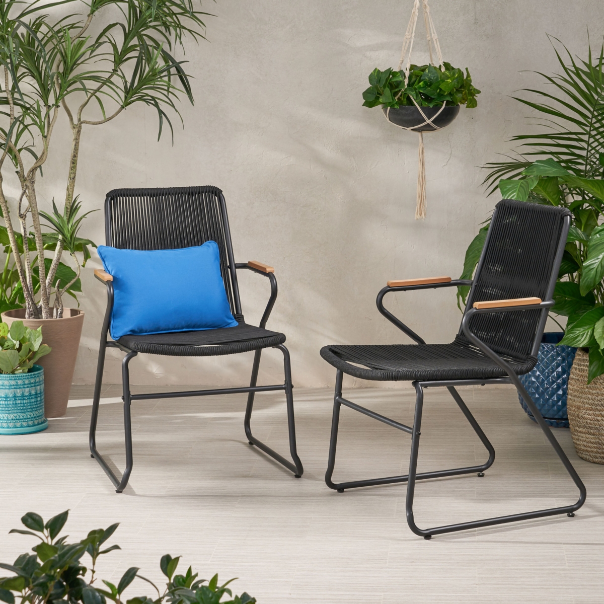 Click here for Modern Rope Weave Outdoor Chairs With Iron Frames... prices