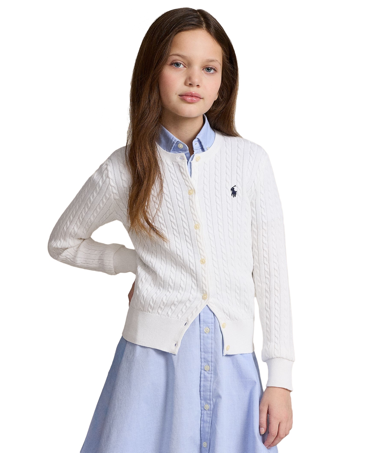 Click here for Polo Ralph Lauren Girls 2T-16 Cable-Knit Cotton Ca... prices