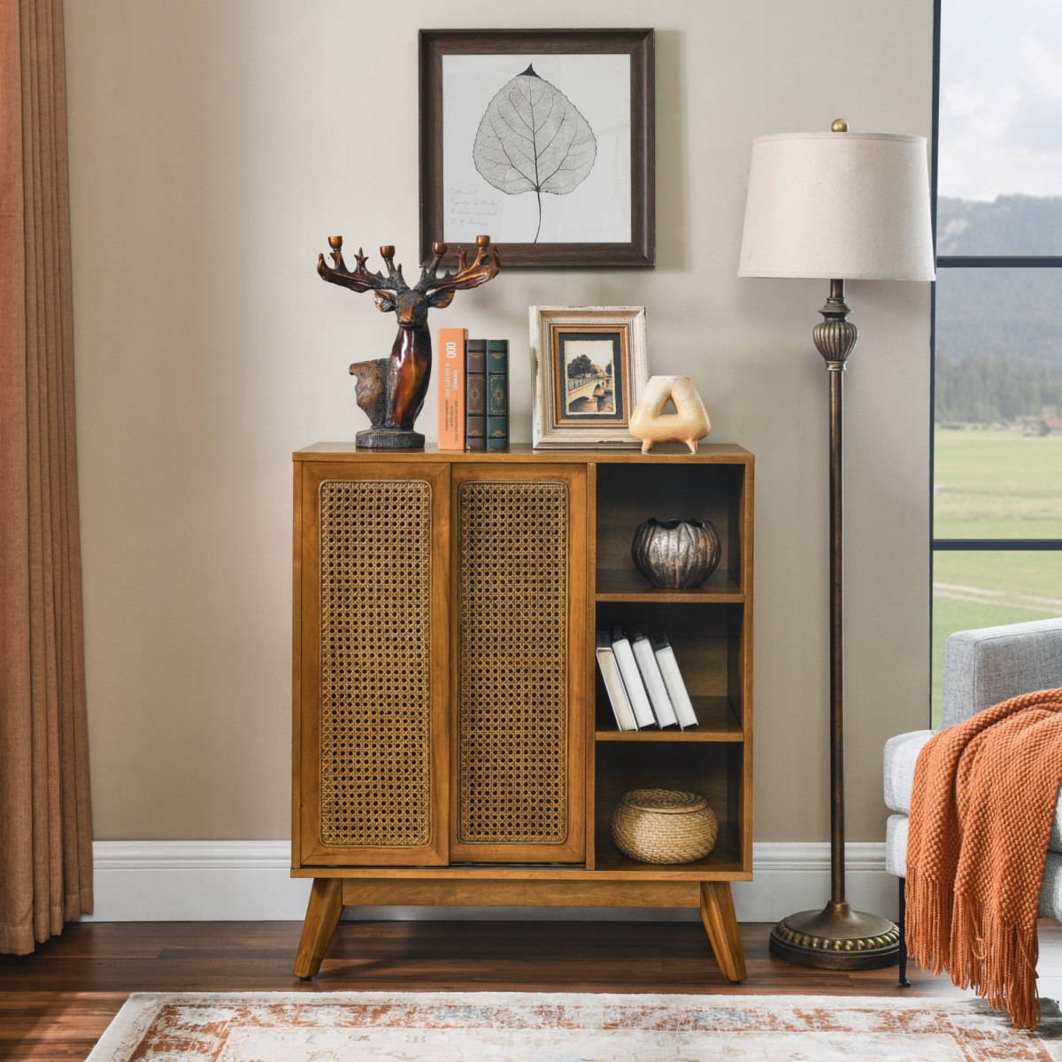 Click here for Streamdale Mid-Century Rattan Sideboard Cabinet wi... prices