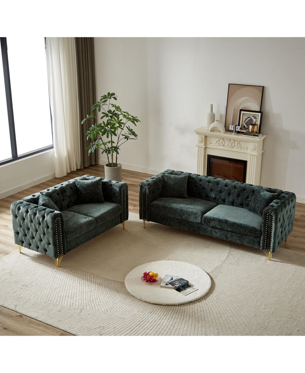 Click here for Streamdale Furniture Chenille Sofa with Button Tuf... prices